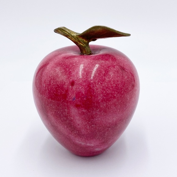 Accents | Vintage Red Marble Apple Fruit Paperweight Desk Decor | Poshmark
